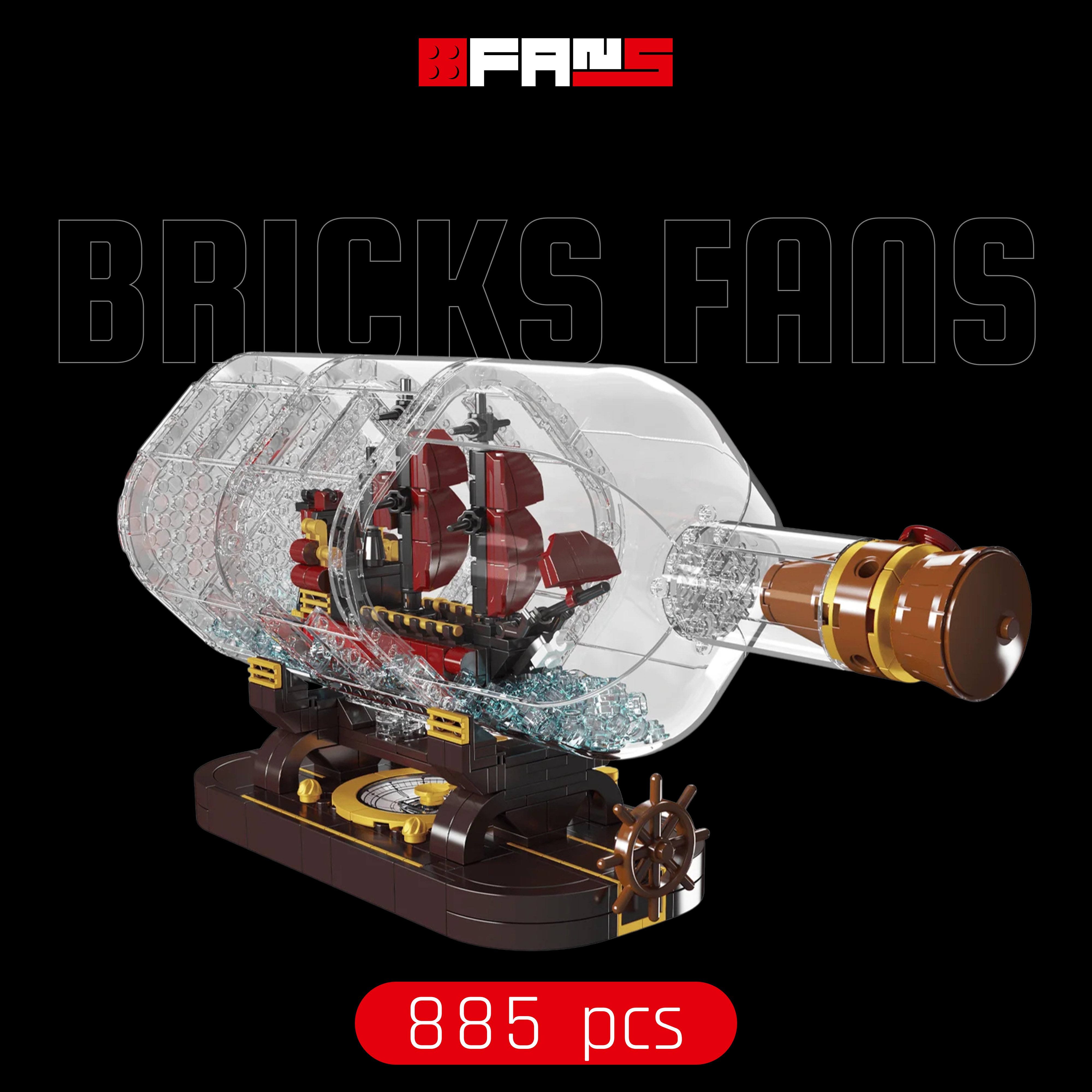 The Mini Queen Revenger Ship In a Bottle (885 pcs) – Bricks Fans